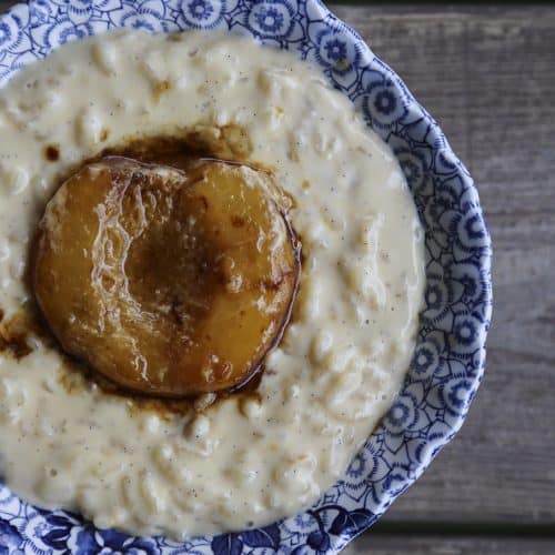 Modern Peaches and Cream Rice Pudding - Foodie With Family