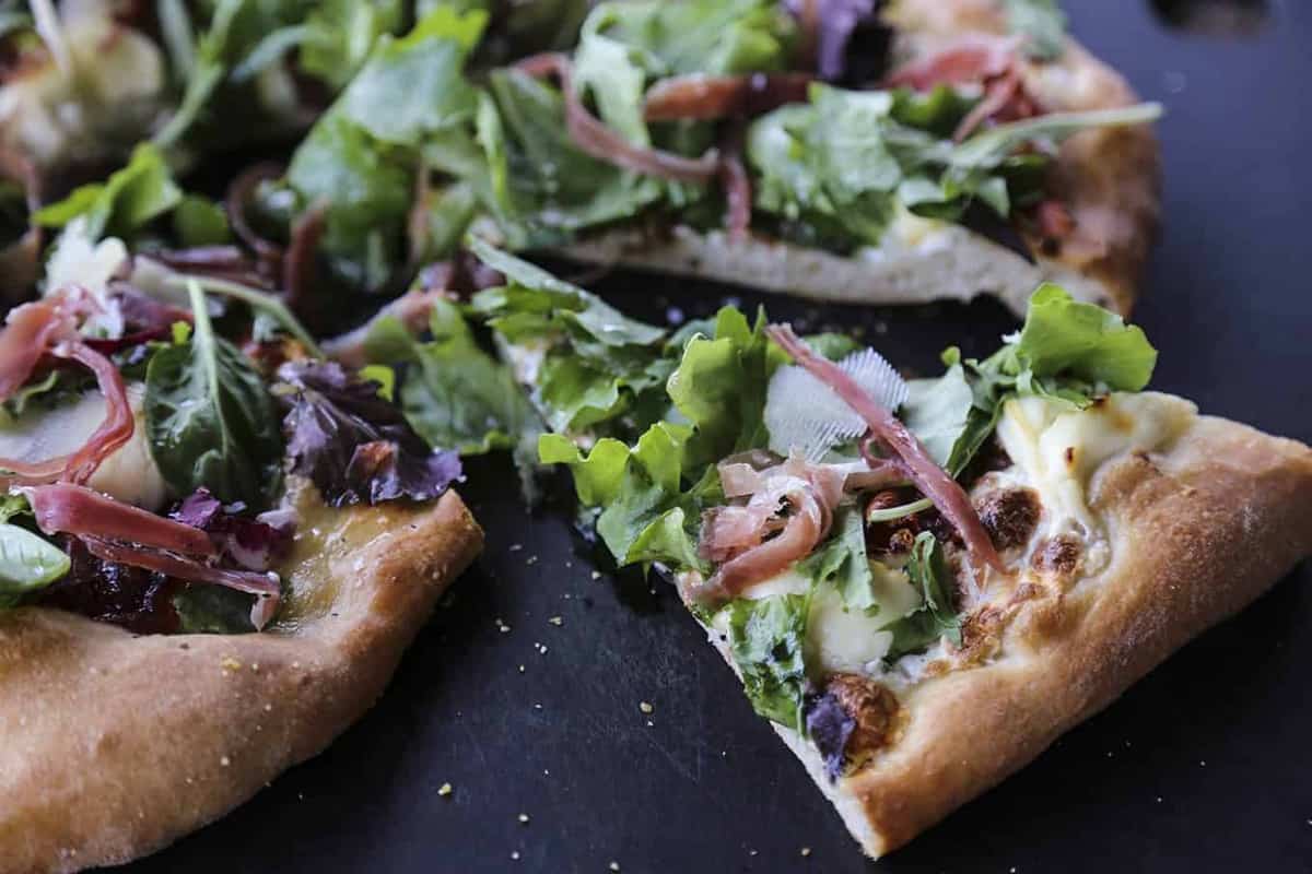 Figgy Pig Pizza - Tuscan Style Prosciutto, Fig, Greens Pizza